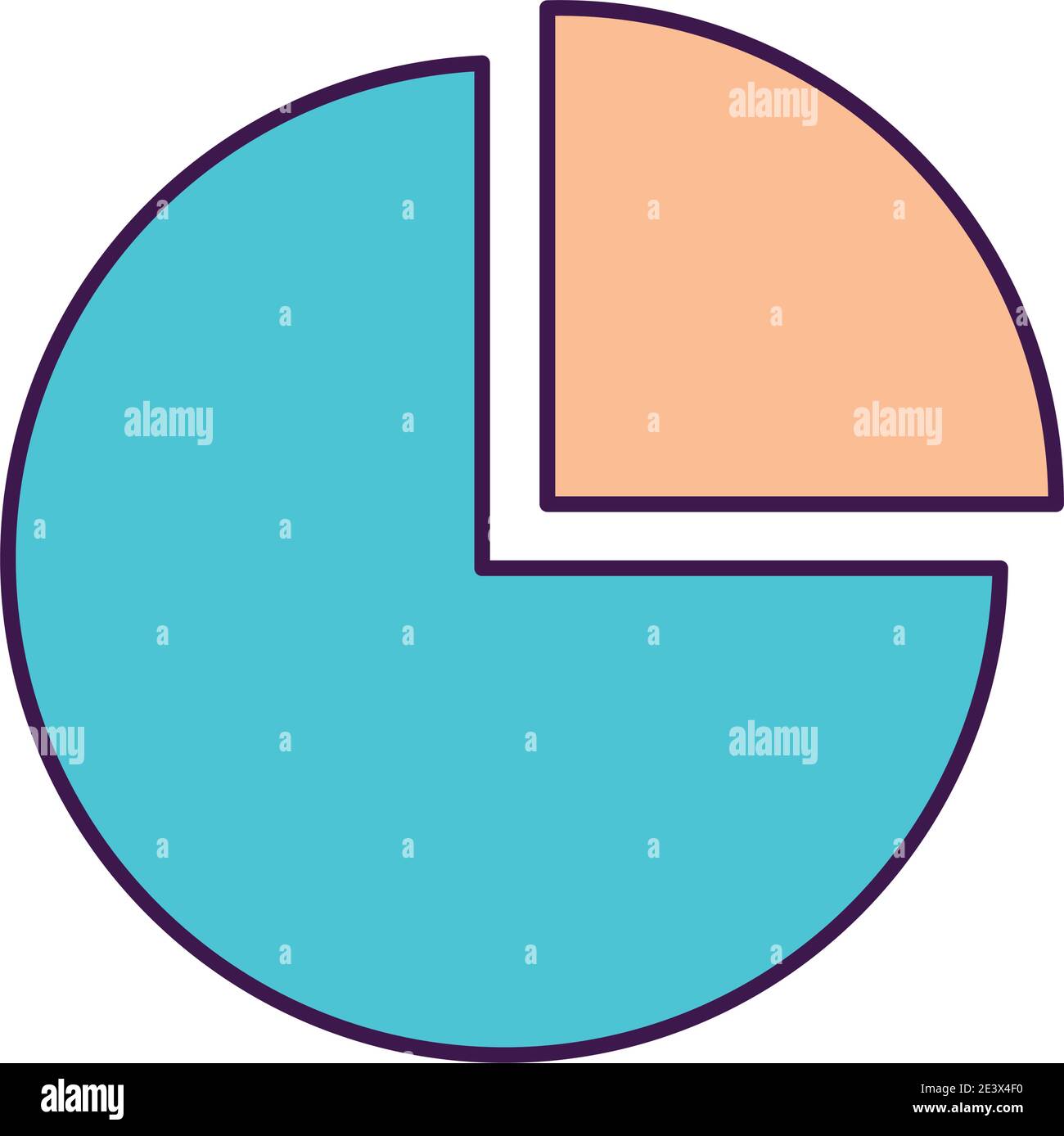 pie chart icon over white background, flat style, vector illustration ...