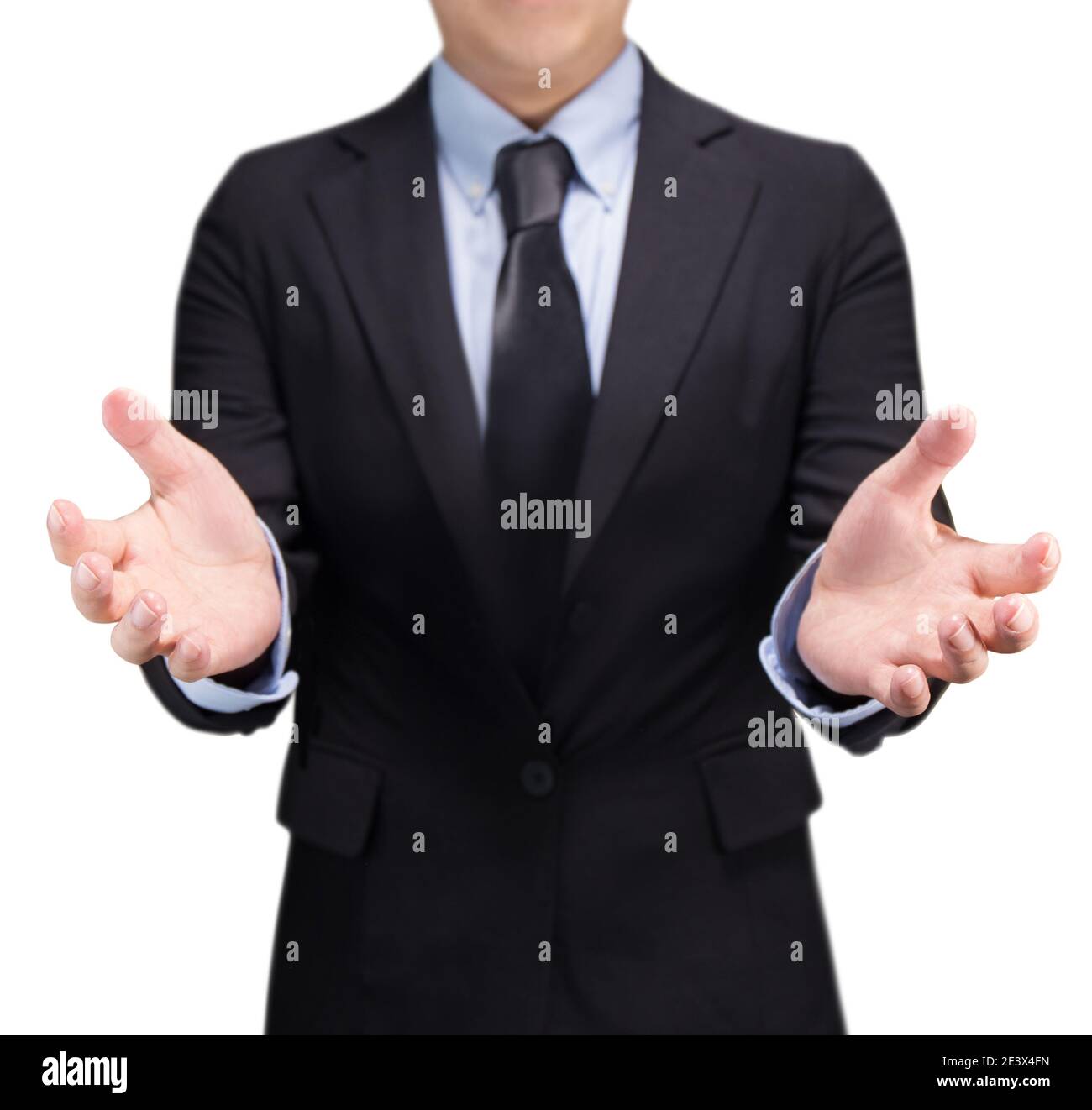 Business man open hand isolated on white Stock Photo - Alamy