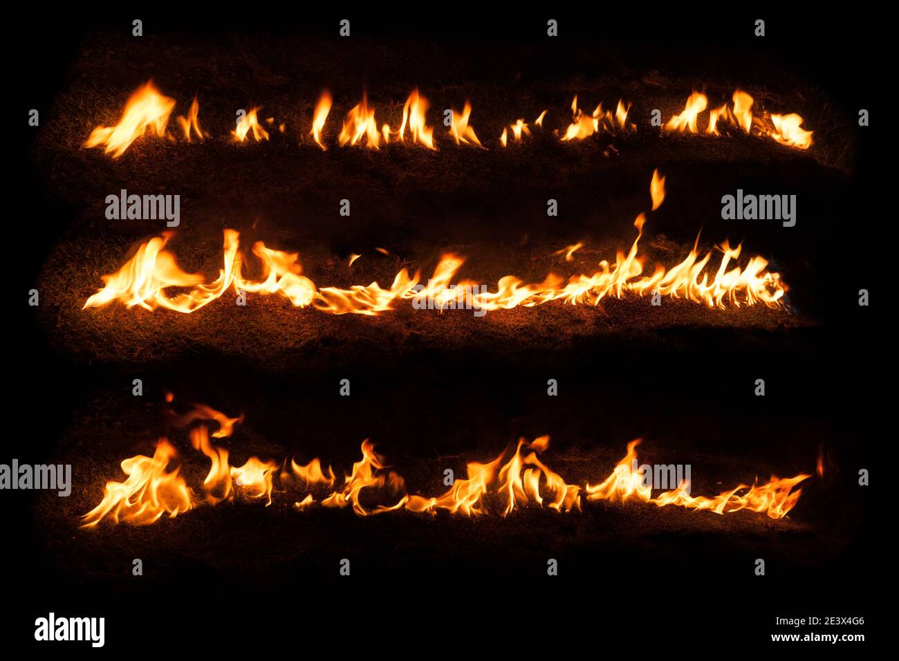 Set of Fire Flames design elements isolated on black background Stock ...