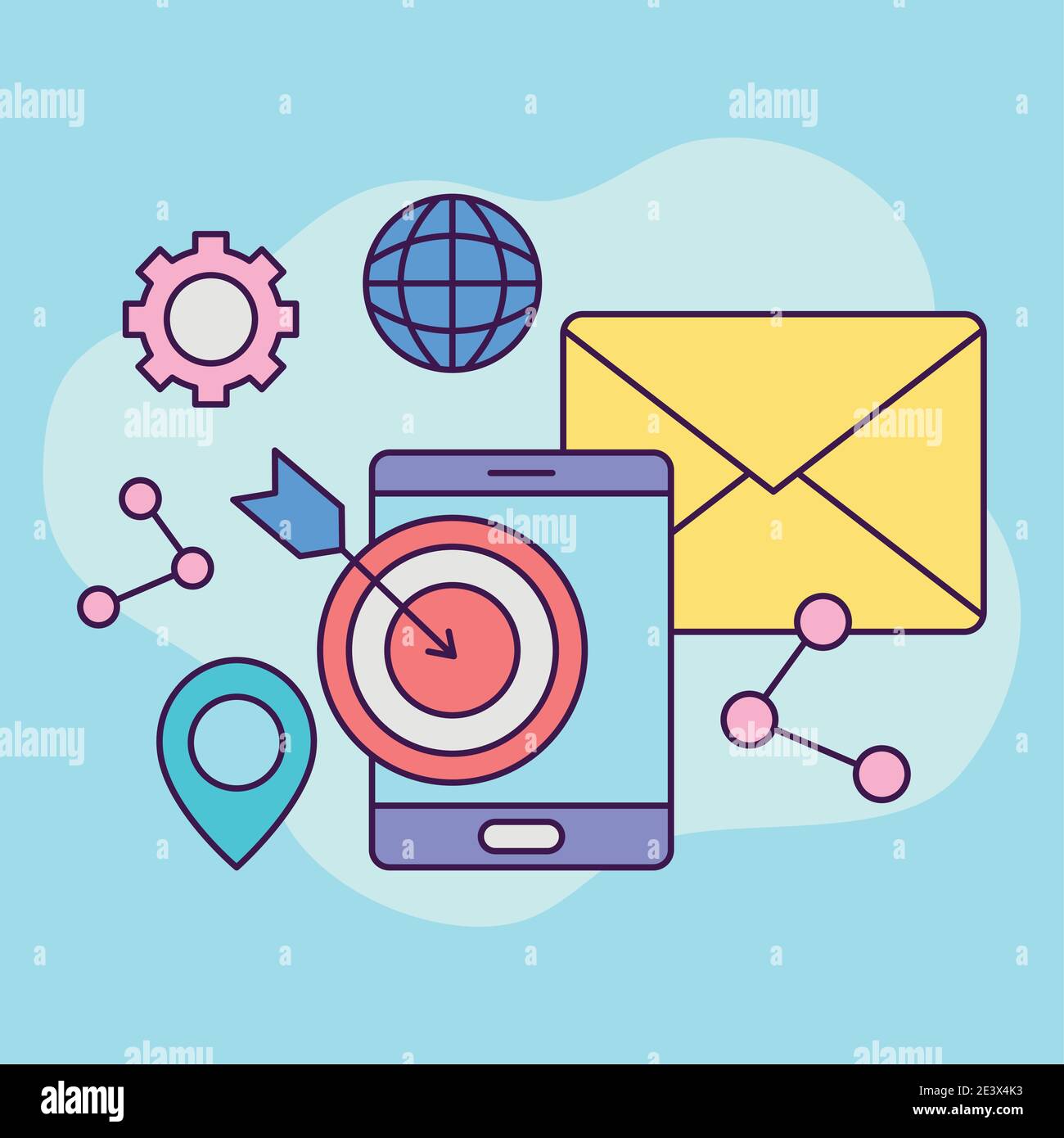 design of digital marketing with related icons over blue background ...