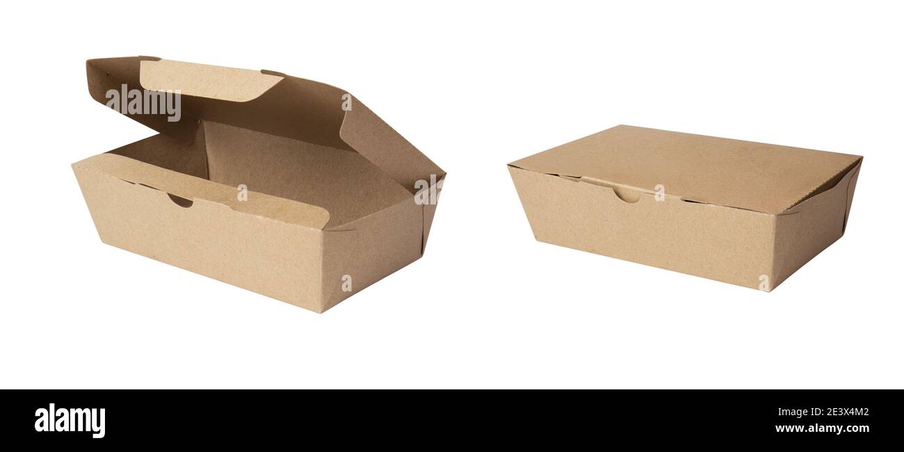 Brown paper food box isolated on white background with clipping path ...