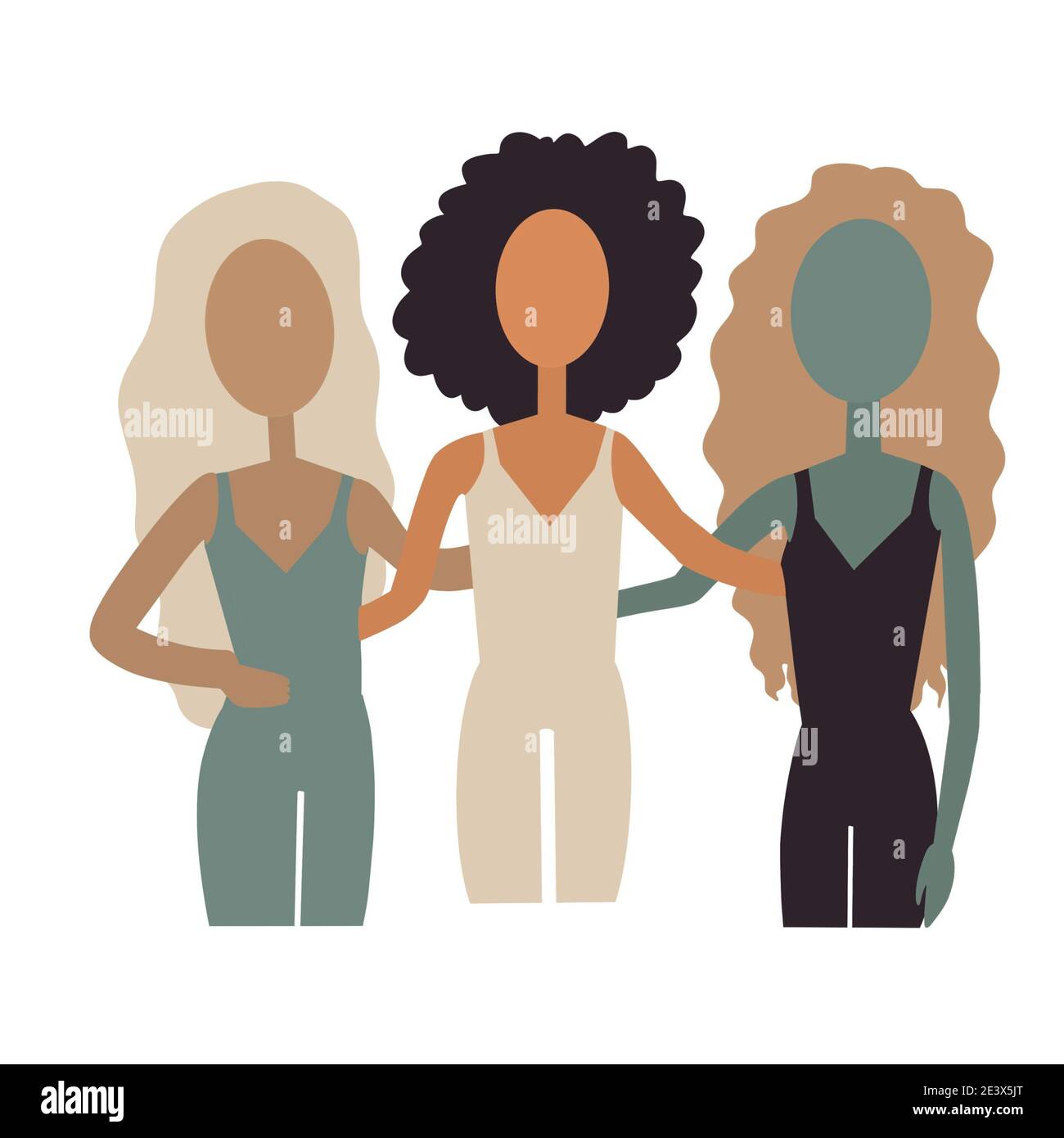 Three Women Of Different Races Stand Together No Faces Interracial