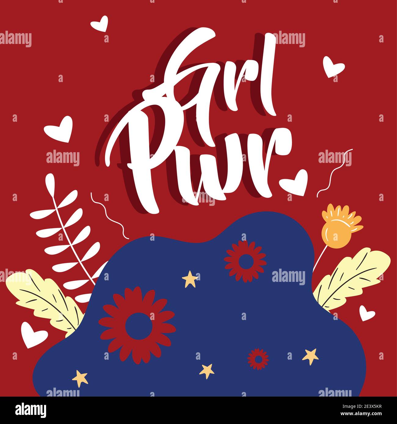 Girl power with flowers and leaves design of Woman empowerment female ...