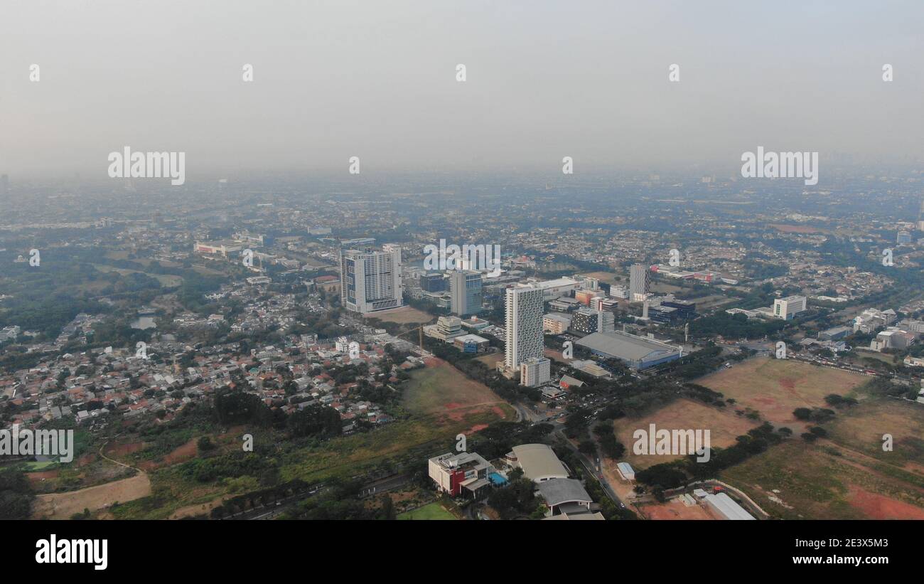 Sunset, and over view from bsd city Stock Photo - Alamy