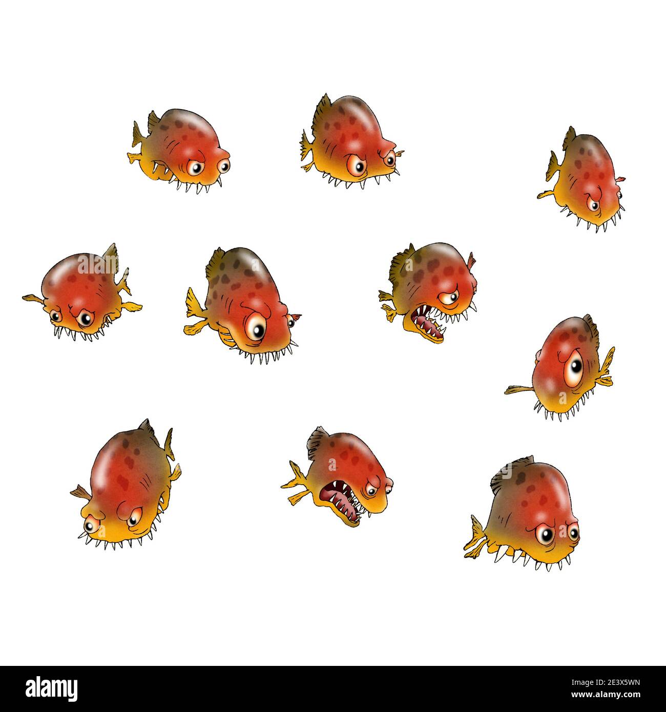 Toothy cartoon predatory fish. Illustration on white background Stock ...