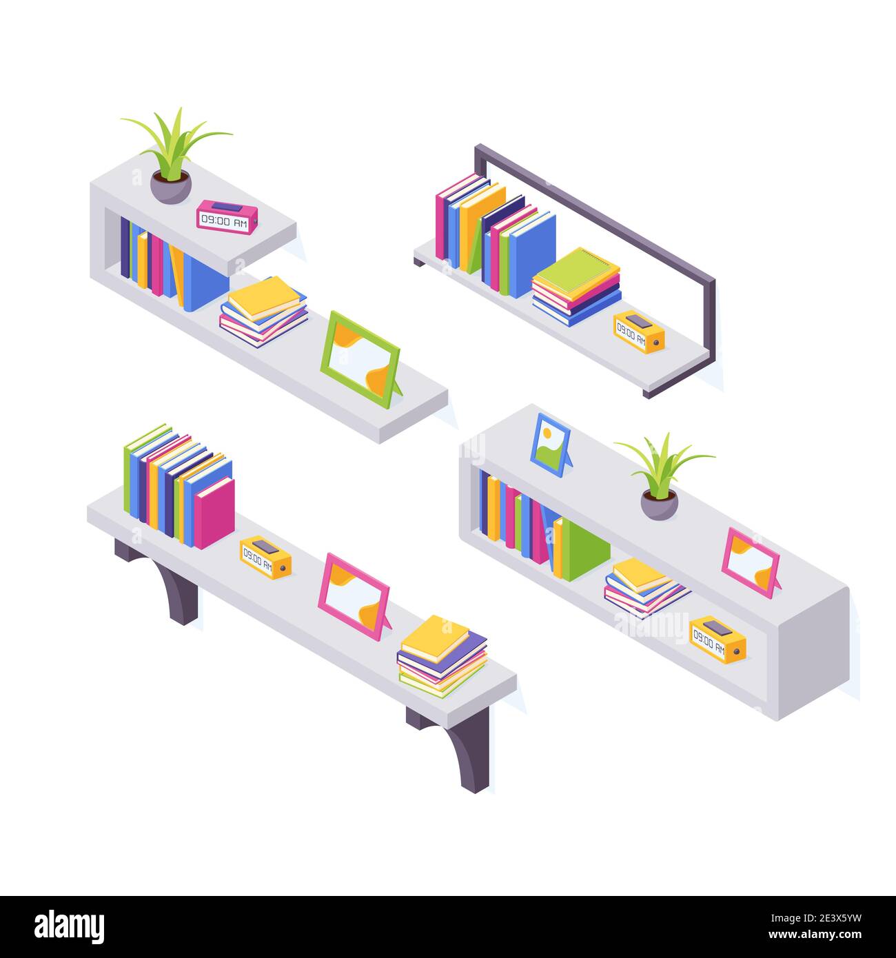Isometric flat library interior in school hi-res stock photography and ...