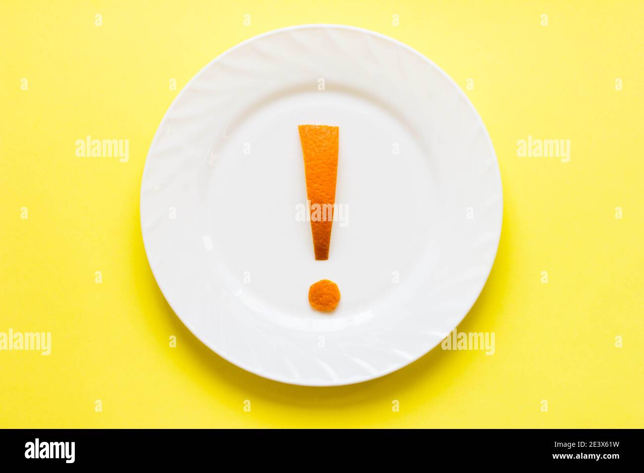 exclamation mark on a plate. healthy eating concept. weight loss ...
