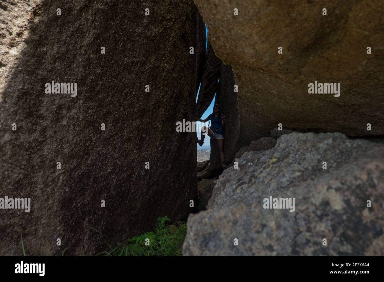 A cave leading to the Castle Stock Photo - Alamy
