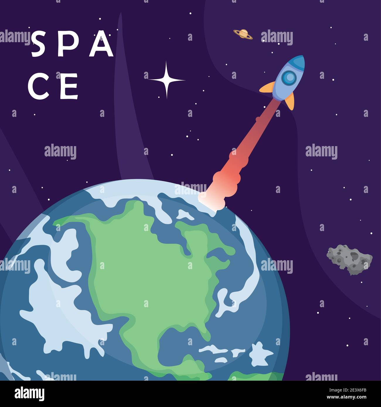 Space rocket over earth world of universe cosmos and futuristic theme ...