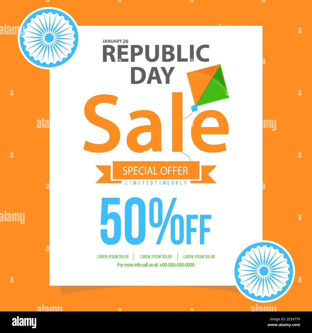26 January Republic Day sale banner design with up to 50% offer ...