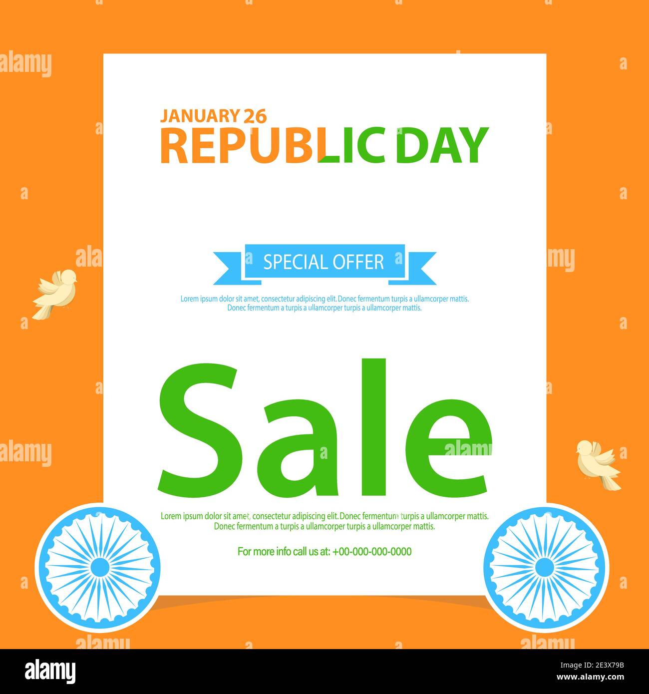 26 January Republic Day sale poster or banner design with up to 50% ...