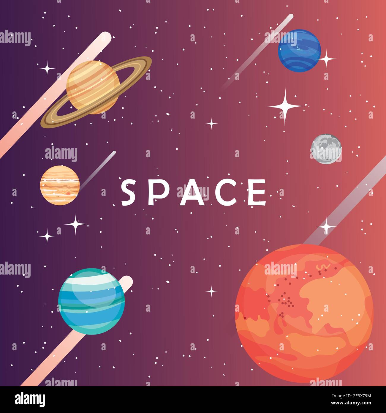 Space mars and planets of universe cosmos and futuristic theme Vector ...