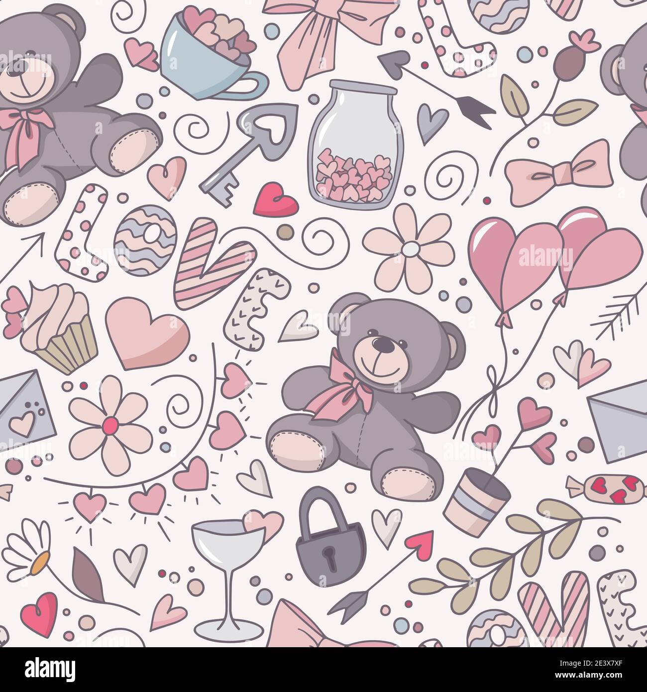 Seamless pattern cartoon doodle Stock Vector Images - Alamy