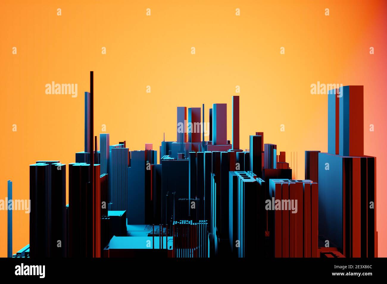 Downtown business district skyscrapers. Square shapes composition ...