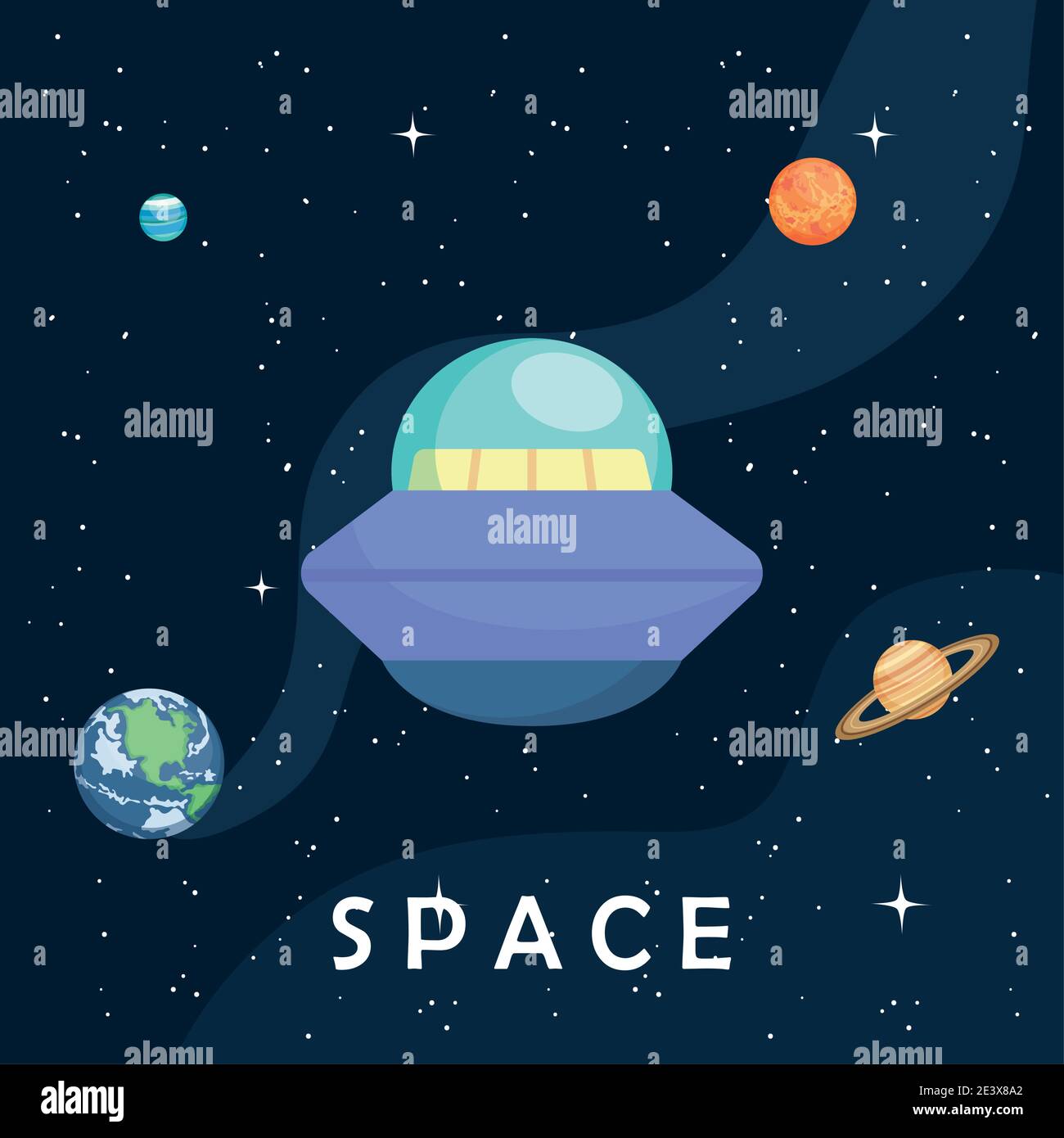 Space ufo planets and stars of universe cosmos and futuristic theme ...