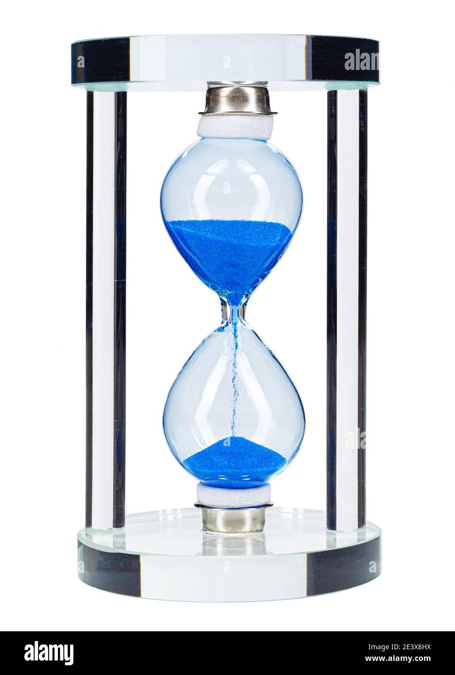 Blue hourglass isolated on white background close up Stock Photo - Alamy