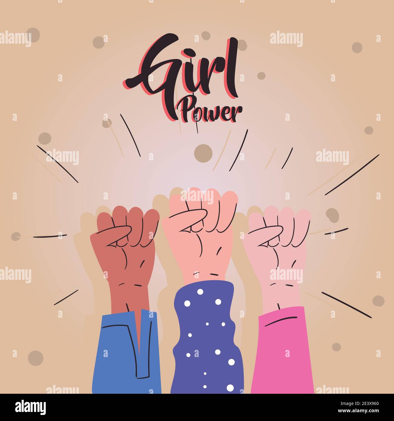 Girl power fists hands up design of Woman empowerment female feminism ...