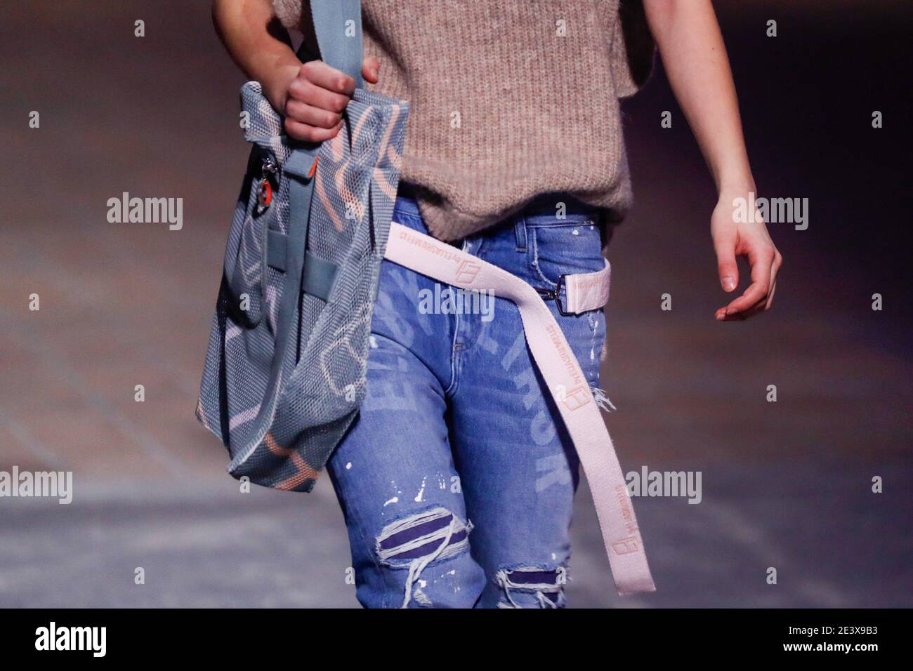 Berlin, Germany. 20th Jan, 2021. A model shows a creation by designer ...