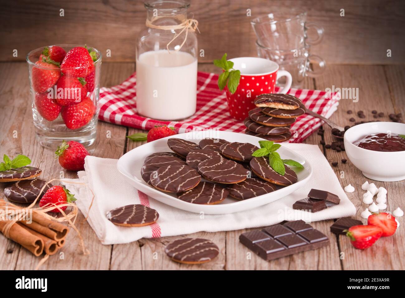 Soft cakes with strawberry Stock Photo - Alamy