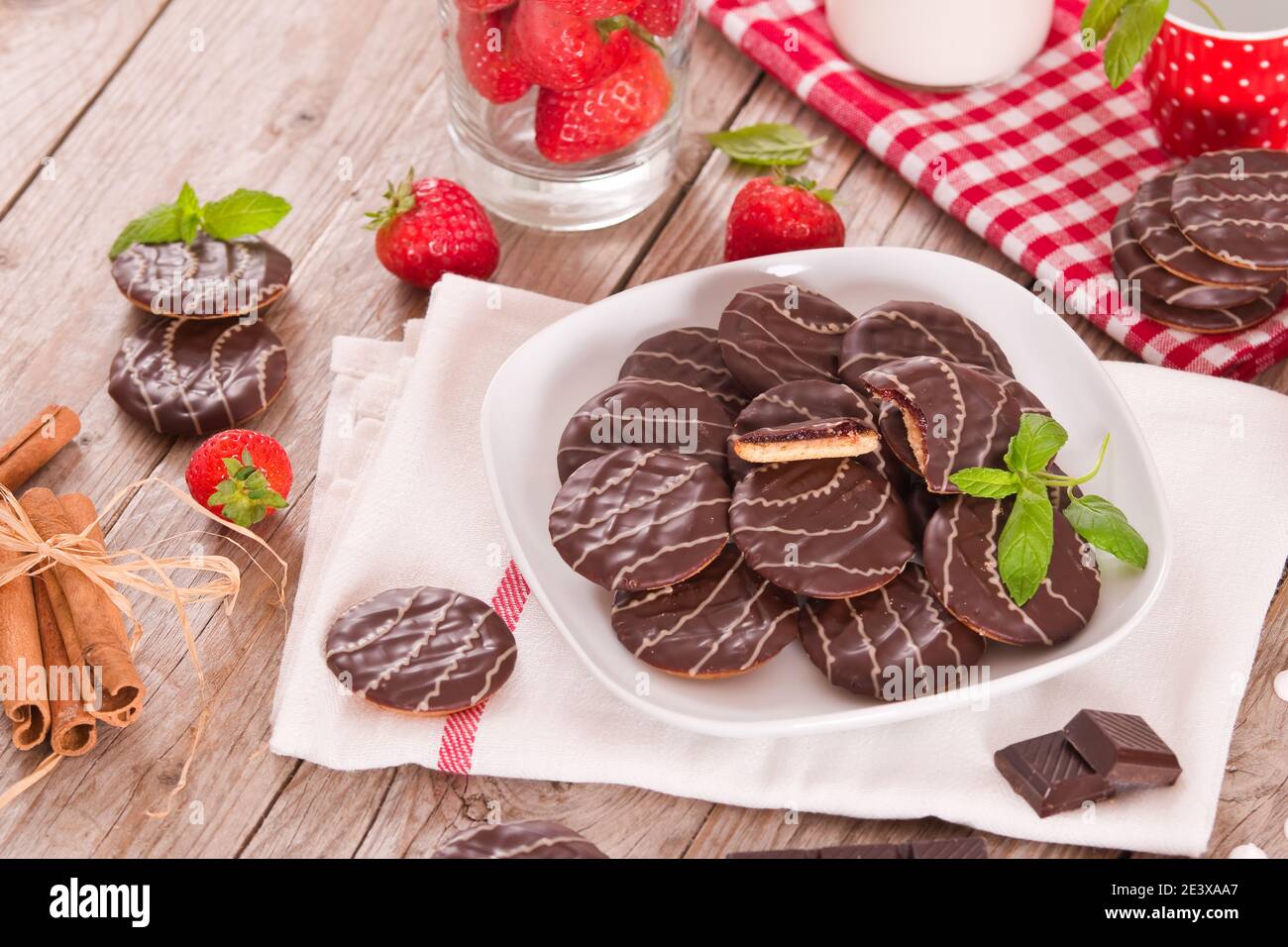 Soft cakes with strawberry Stock Photo - Alamy