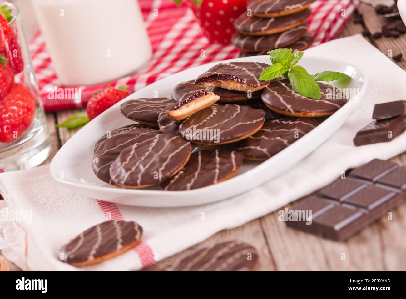 Soft cakes with strawberry Stock Photo - Alamy