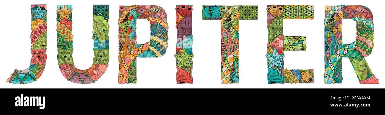 Hand-painted art design. Hand drawn illustration Jupiter for t-shirt ...