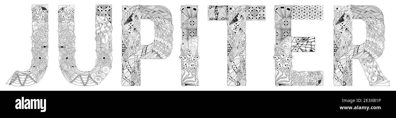 Hand drawn illustration Jupiter for coloring, for t-shirt and other ...