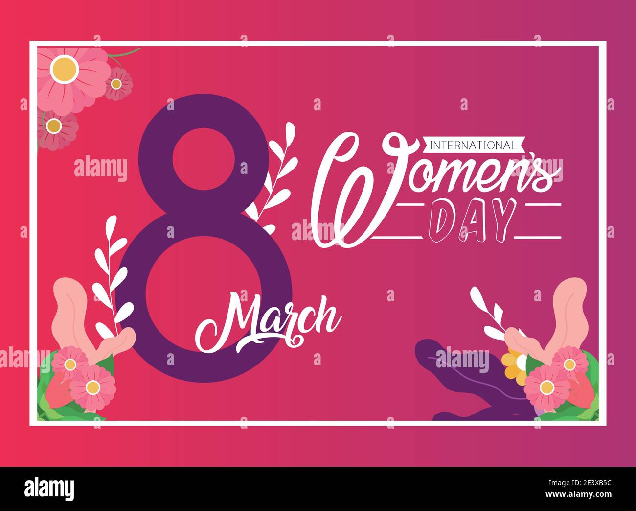 Womens day eight march with flowers on pink background design of Woman ...