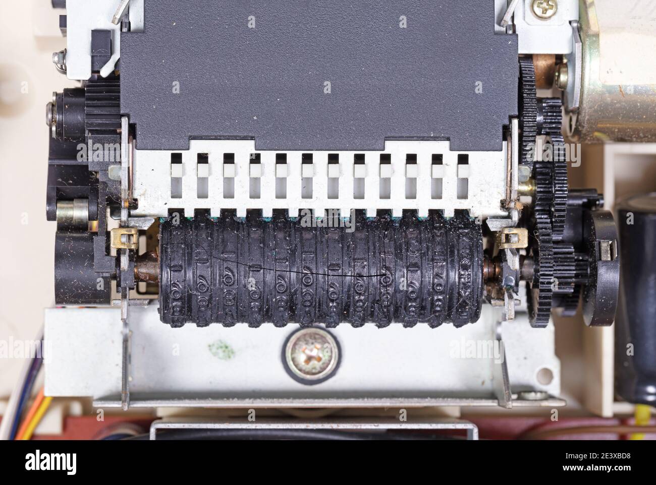 The inside of an old calculator, selective focus Stock Photo - Alamy