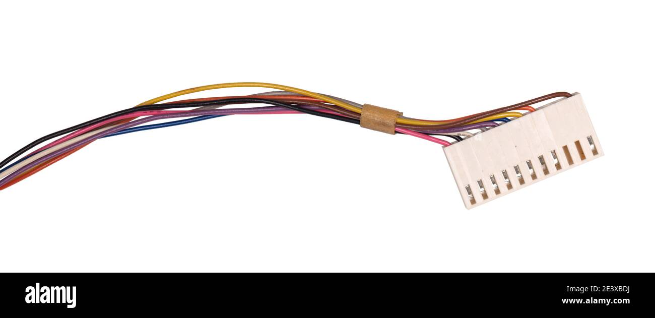 Wires isolated on white background closeup, old cable connector Stock ...