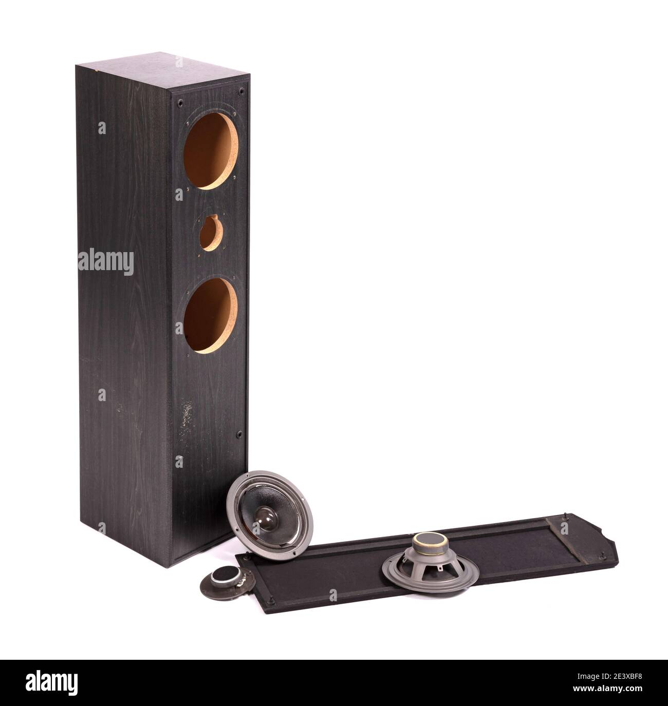 Broken audio speaker, done playing music, isolated Stock Photo - Alamy