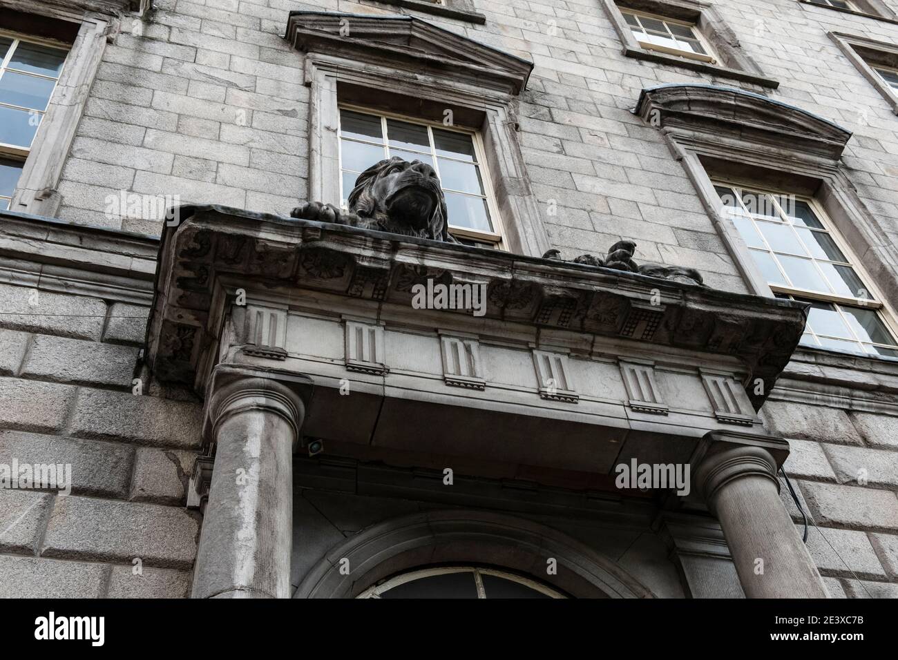 Stone lion sculpture above lintel of UCD Newman House; unusual viewing ...