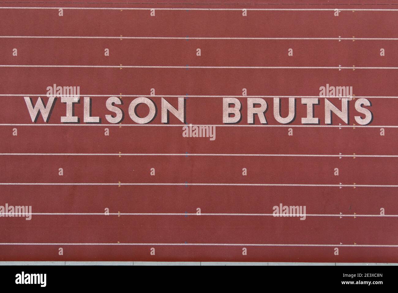 An aerial view of Jim Arquilla Track on the campus of Long Beach Wilson ...