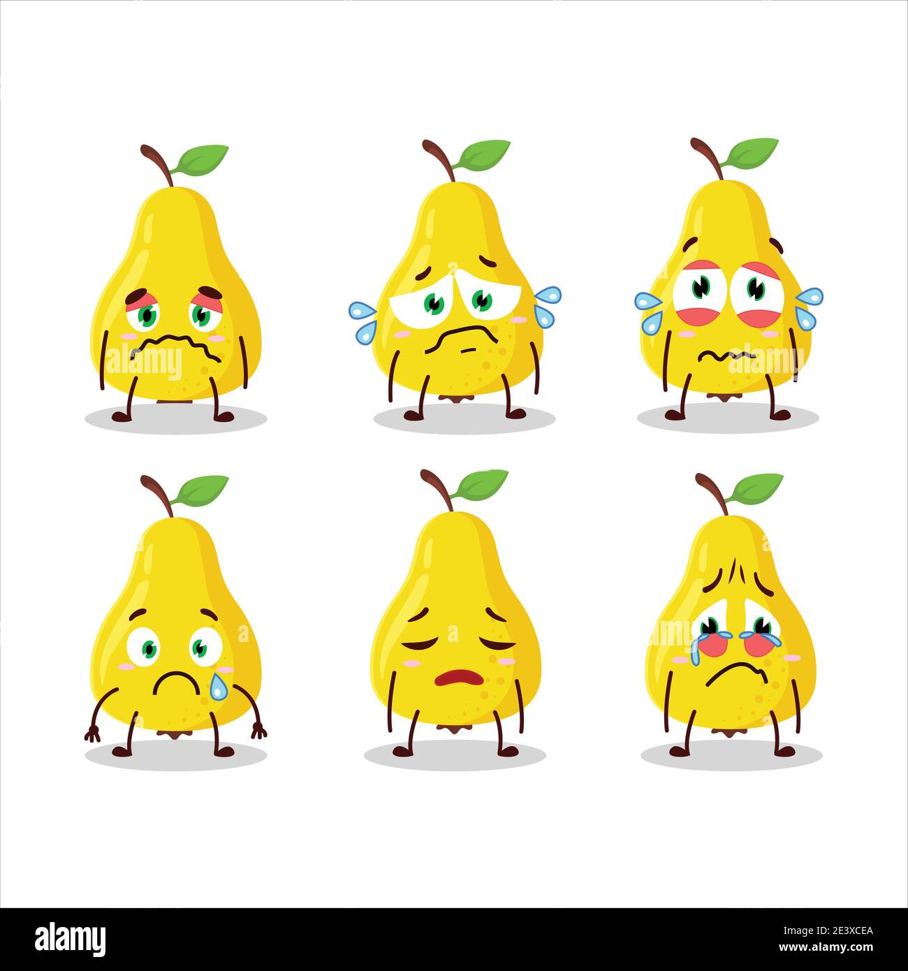 Yellow pear cartoon character with sad expression. Vector illustration ...