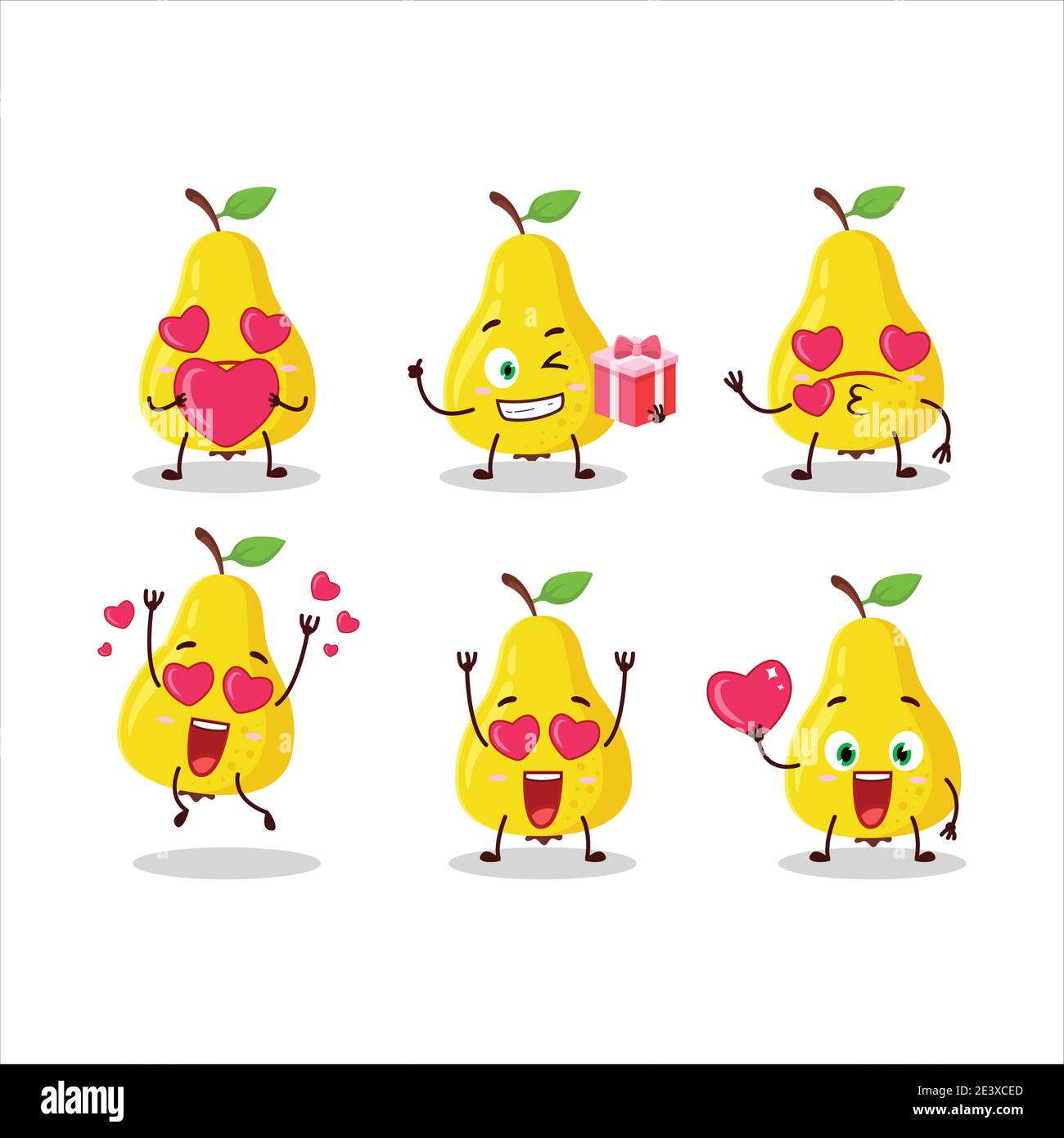 Yellow pear cartoon character with love cute emoticon. Vector ...