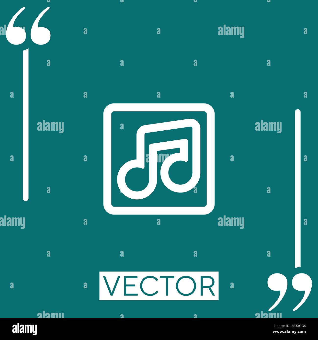 musical note outlined button square Linear icon. Editable stroke line ...