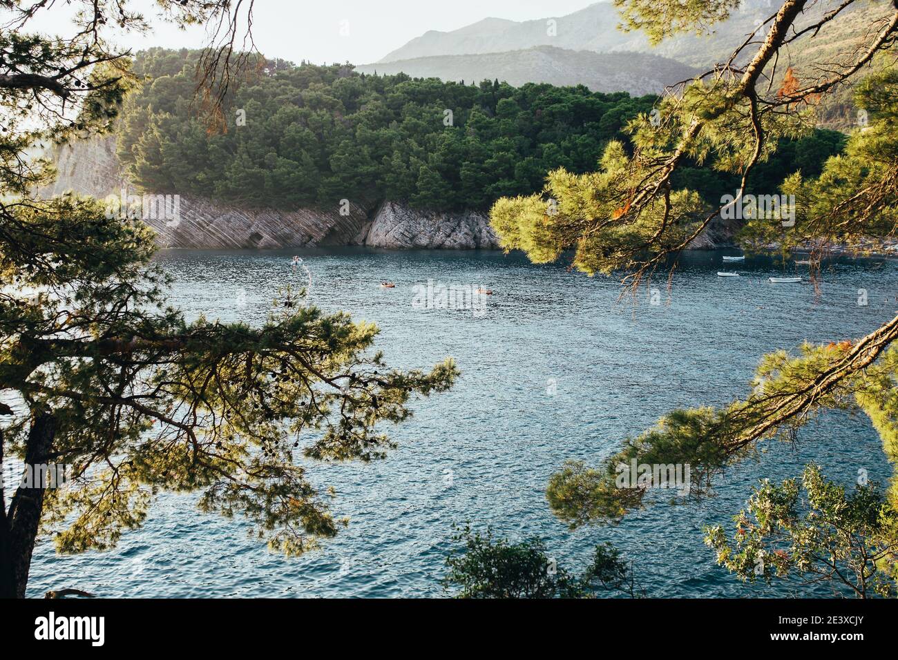 Water area of the adriatic sea - view from the cliff to the bay with ...