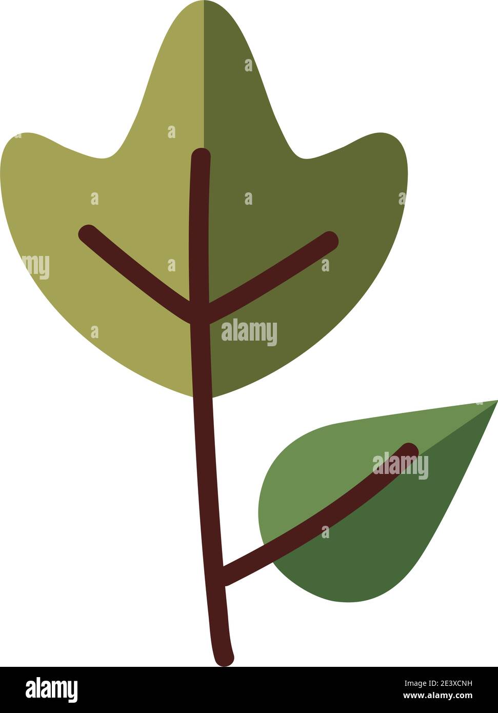 Natural leaf with two leaves line and fill style icon design of Plant ...