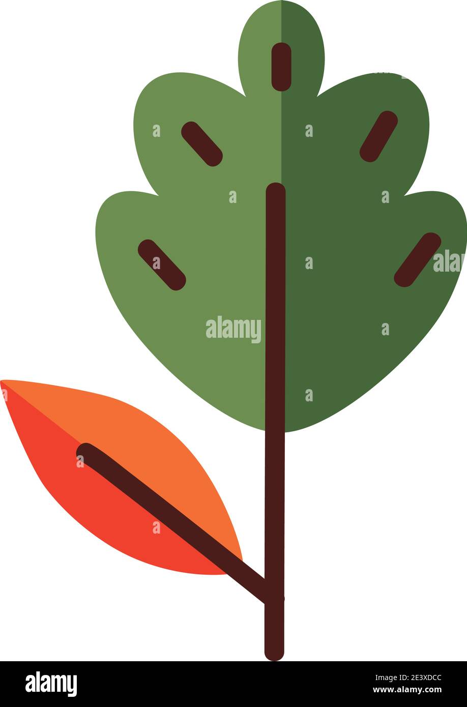 Plant leaf with two leaves line and fill style icon design of Natural ...