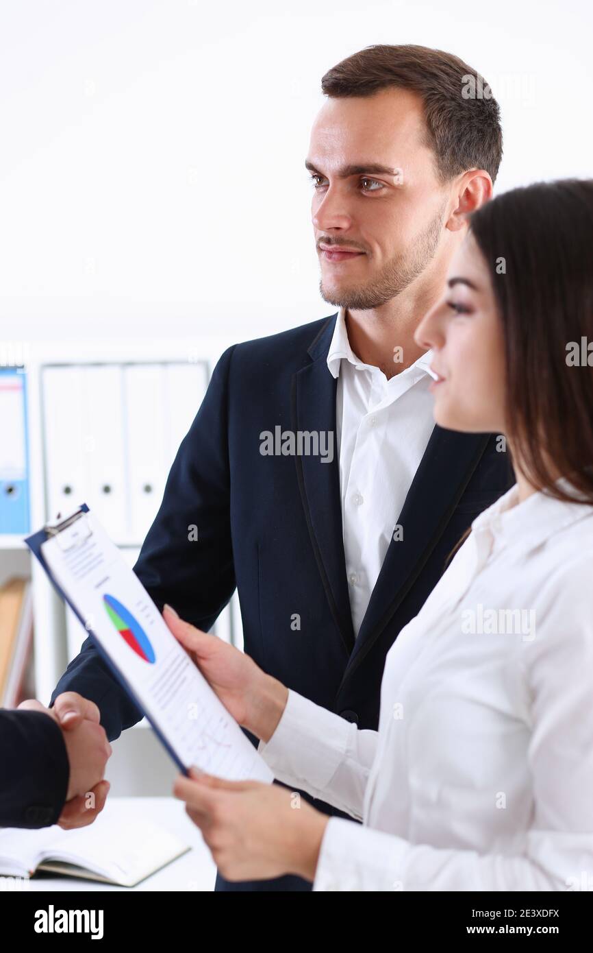 Arab businessman and his translator welcome business partner and says ...