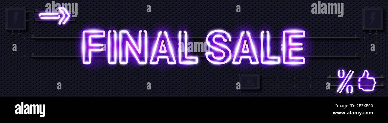 FINAL SALE glowing purple neon lamp sign. Realistic vector illustration ...