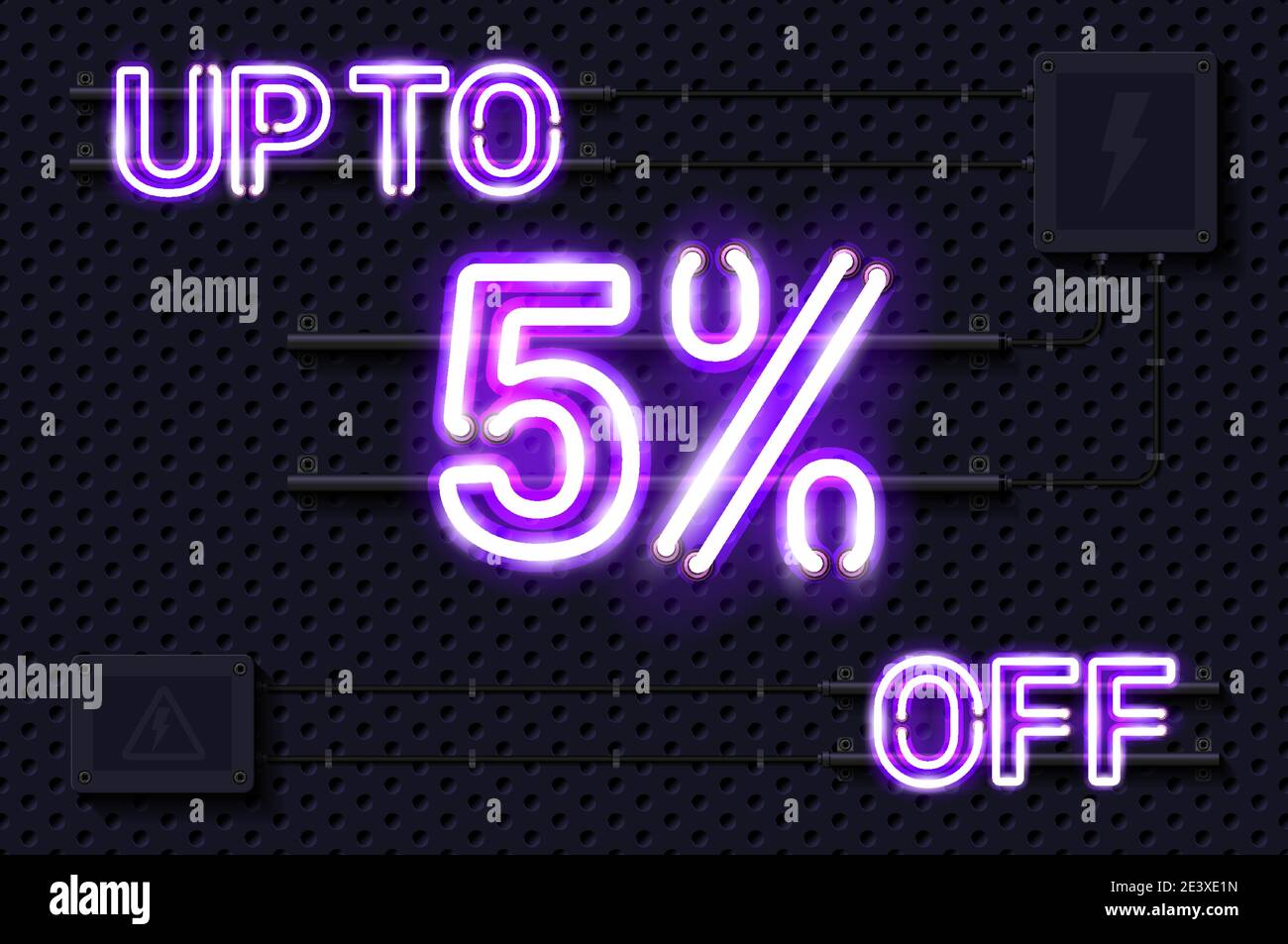 UP TO 5 percent OFF glowing purple neon lamp sign. Realistic vector ...