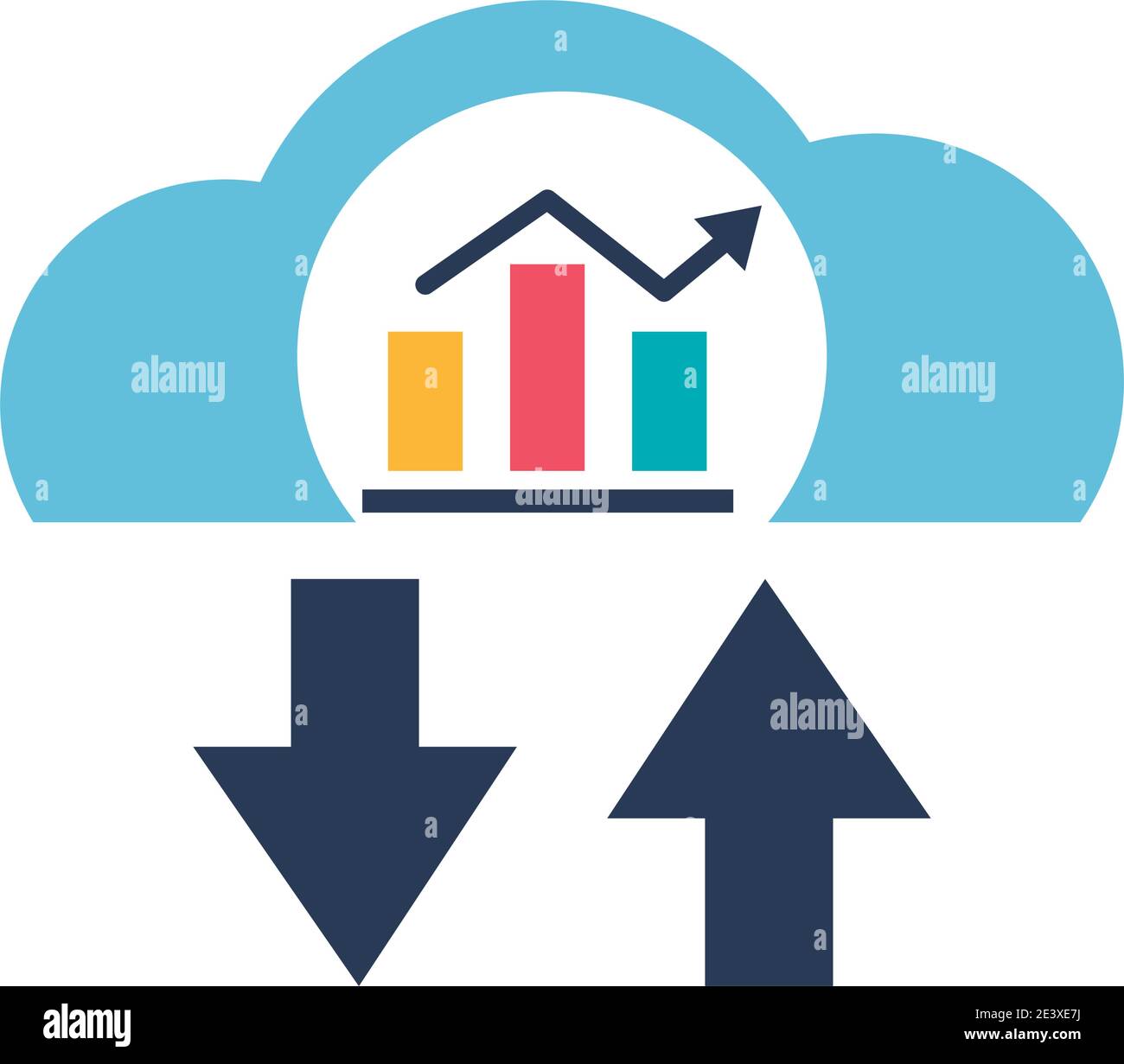 Digital marketing bars chart in cloud computing flat style icon design ...