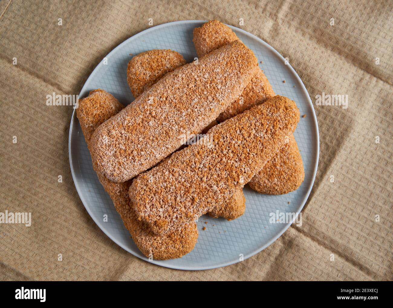 Frozen Alaska pollock fish fillets on a plate ready to be cooked Stock ...