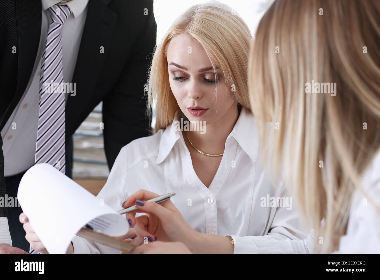 Beautiful woman portrait at workplace Stock Photo - Alamy