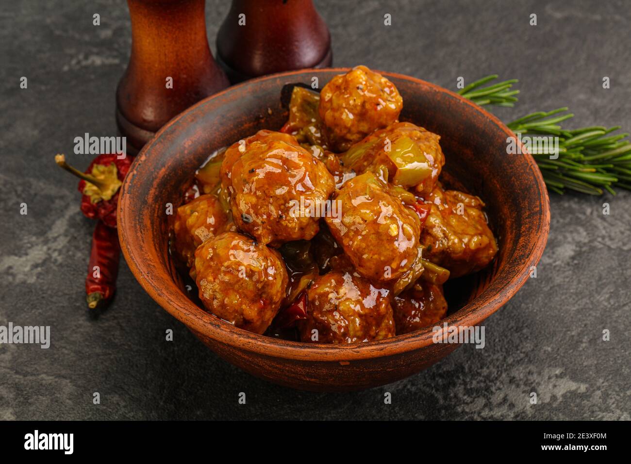 Minced Meat ball in tomato sauce Stock Photo - Alamy