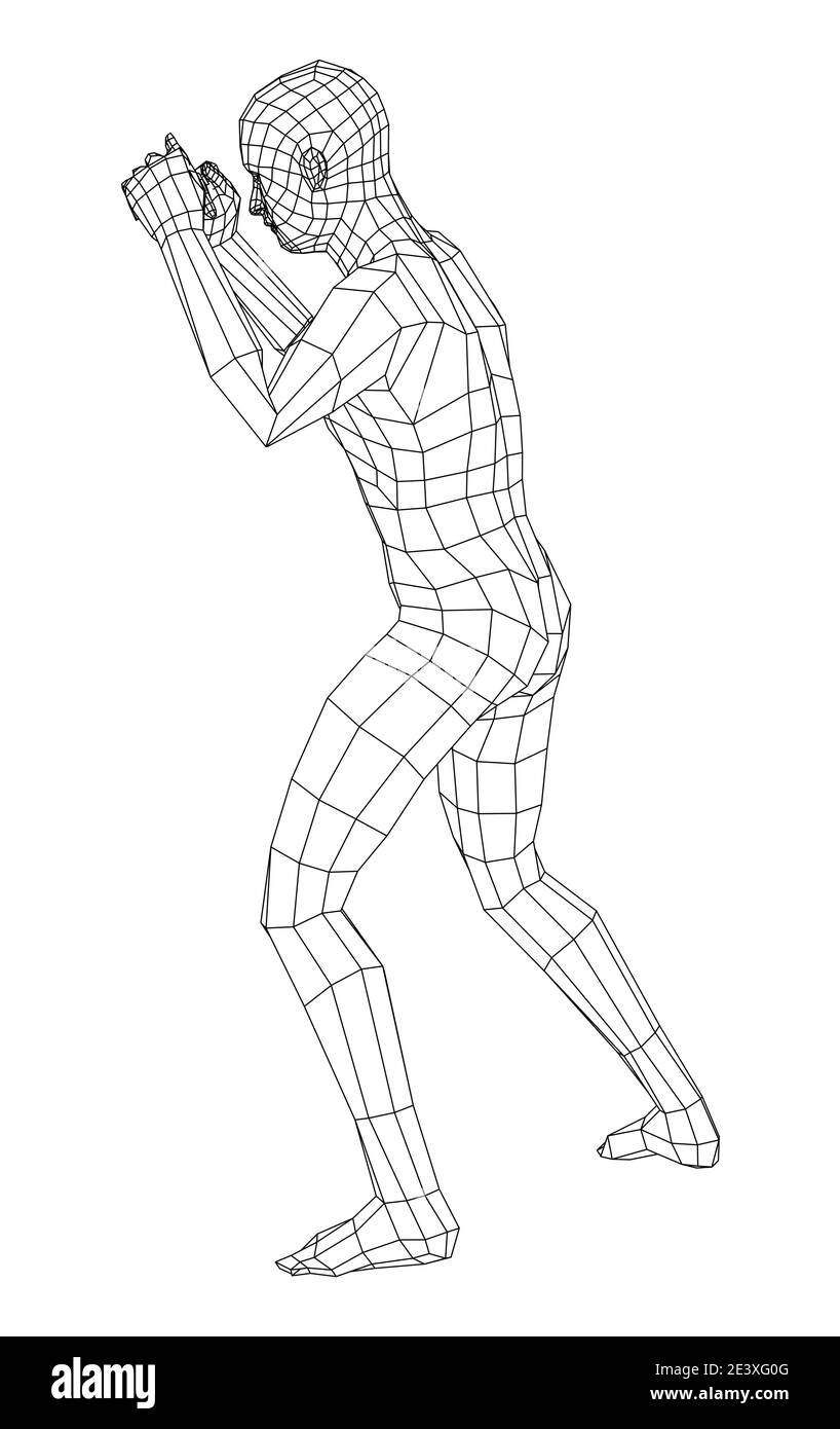 Wireframe boxing man. Vector Stock Vector Image & Art - Alamy
