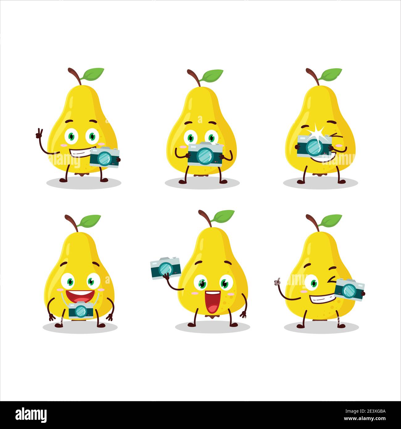 Photographer profession emoticon with yellow pear cartoon character ...