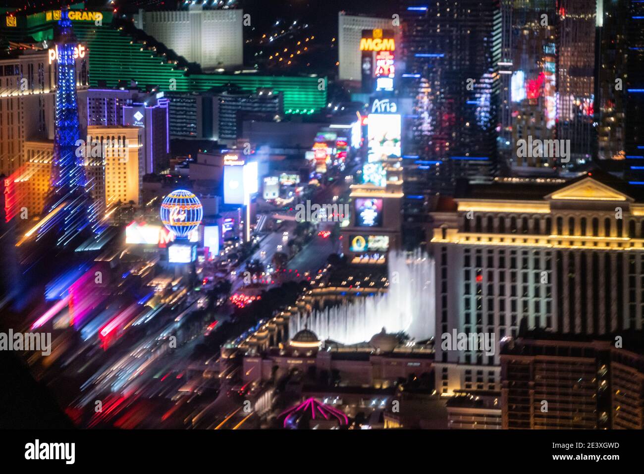 Helicopter view of the Las Vegas Strip at night Stock Photo - Alamy