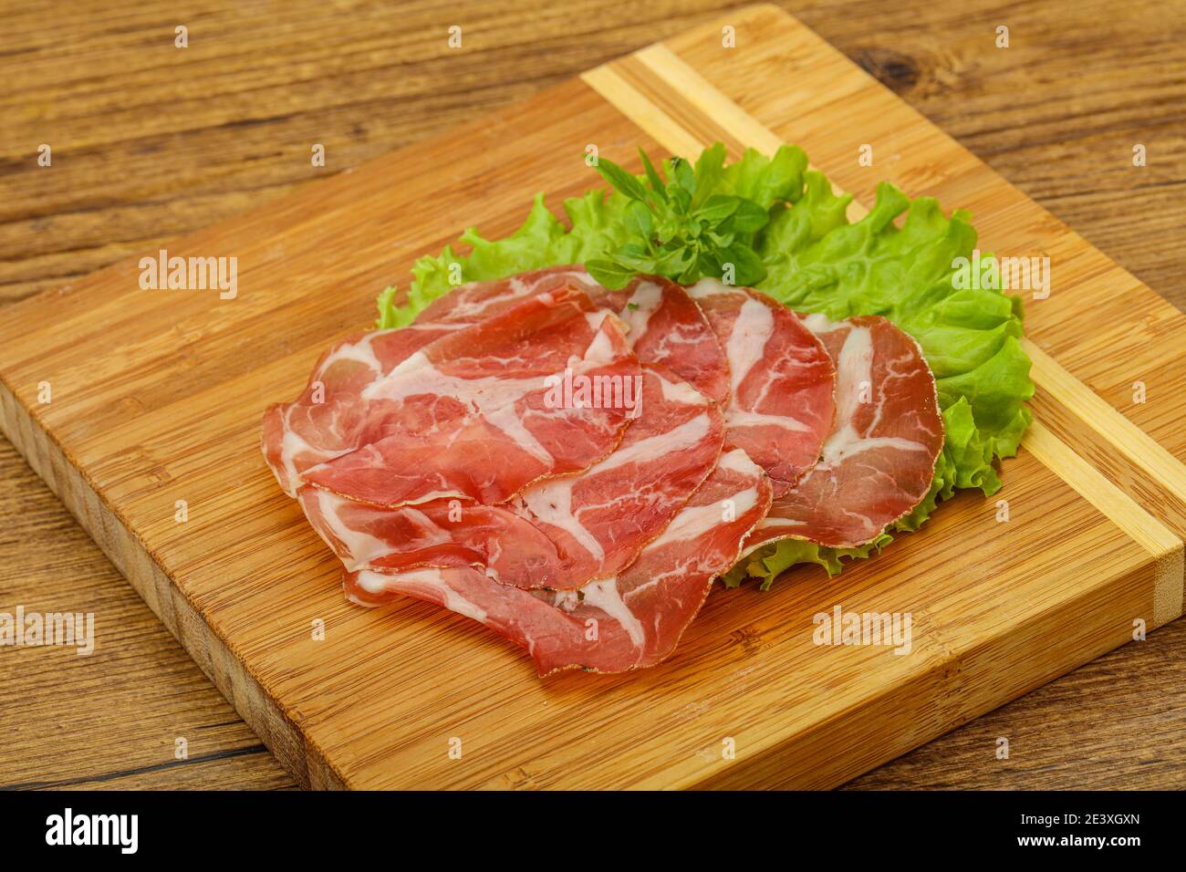 Delicous Smoked pork neck slices snack Stock Photo - Alamy